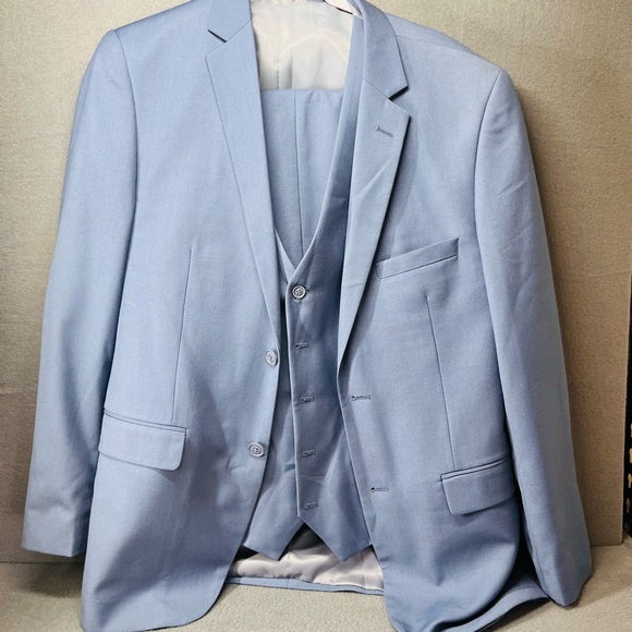 Alain Dupetit | Suits & Blazers | Modern Slate Blue 3 Piece Suit With ...